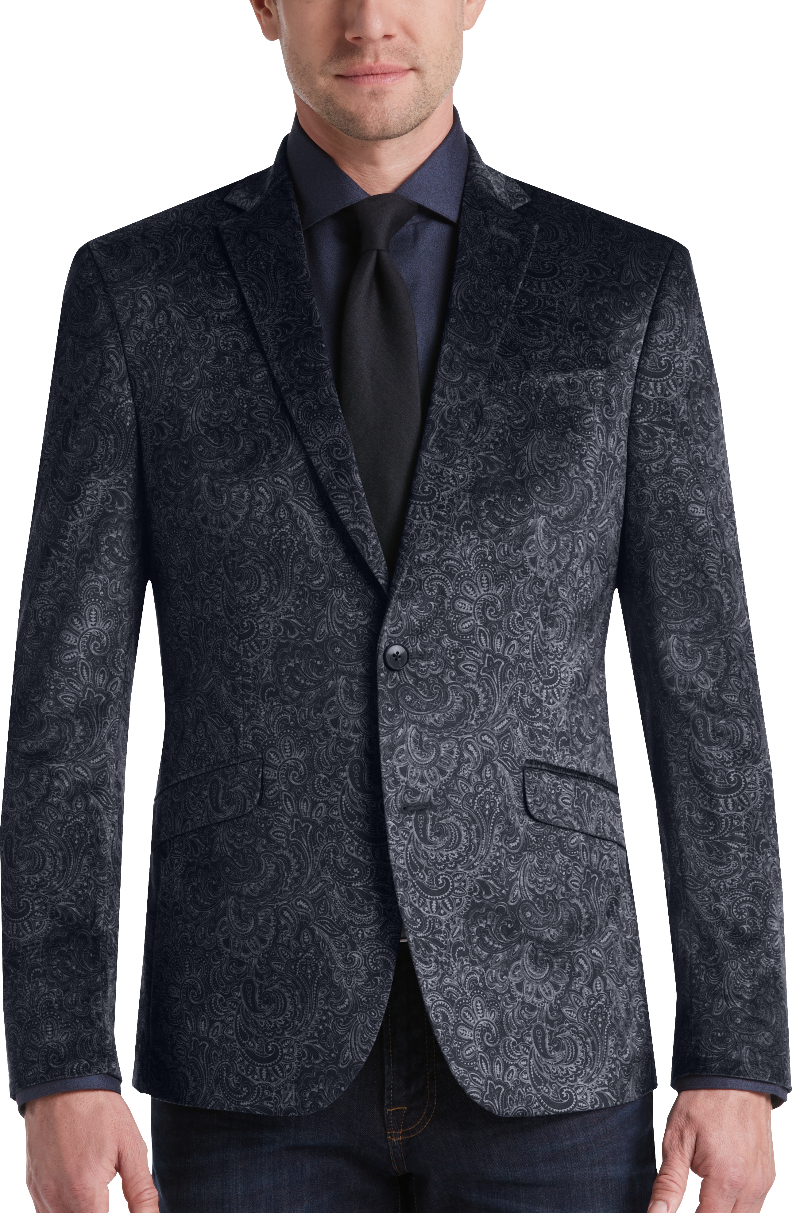 Awearness Kenneth Cole Gray Paisley Slim Fit Velvet Dinner Jacket - Men ...