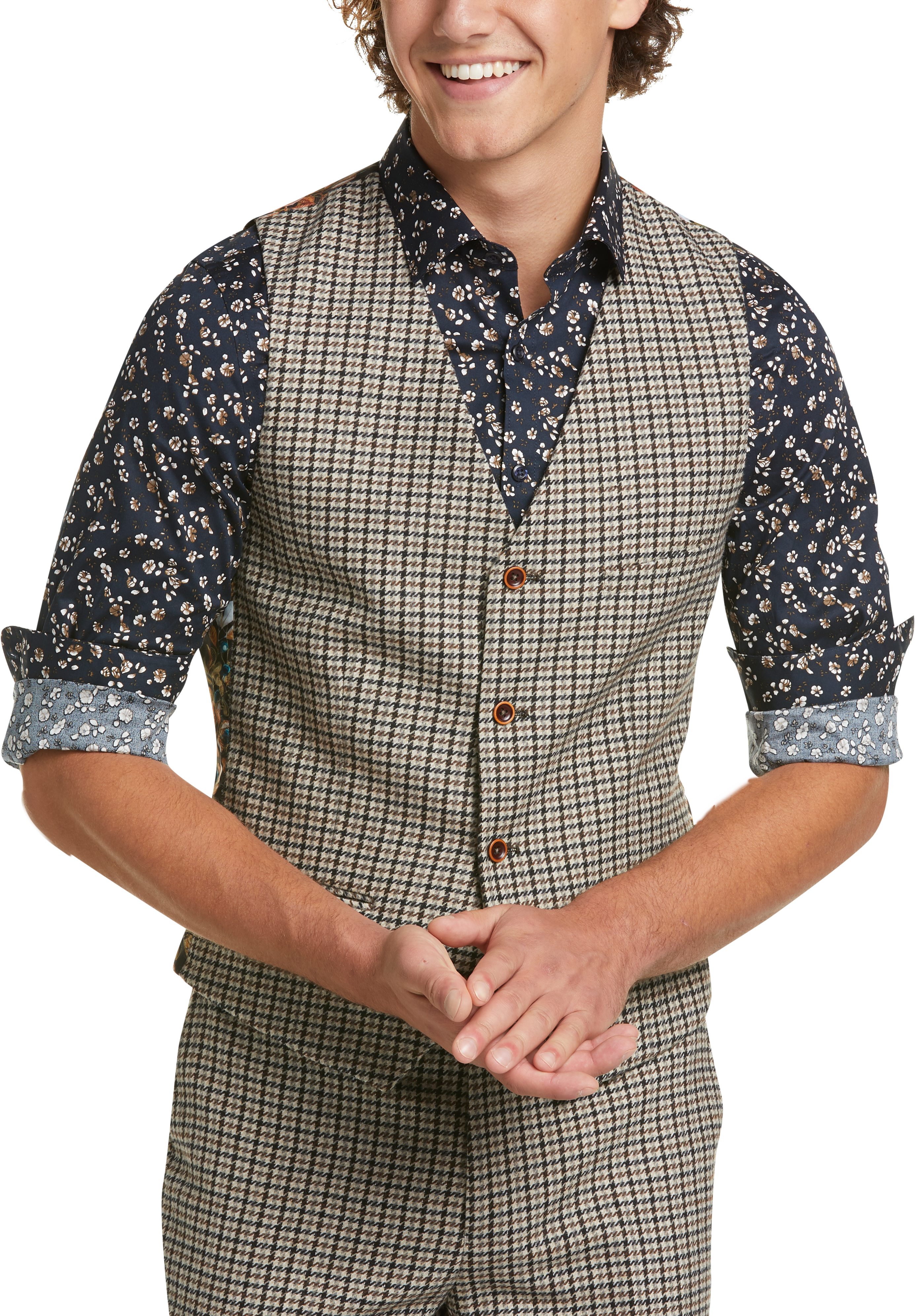 Paisley & Gray Slim Fit Suit Separates Vest, Gray & Brown Houndstooth ...